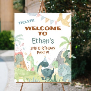 Editable Dinosaur Welcome Sign, Instant Download, Dino Birthday ...