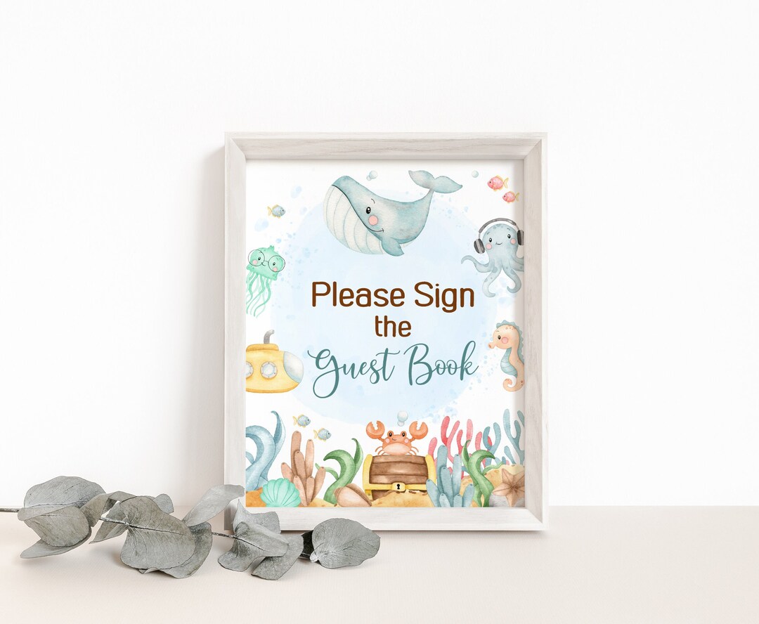 Under the Sea Sign, Ocean Party Decor, Guest Book Table Sign, Boy Ocean ...