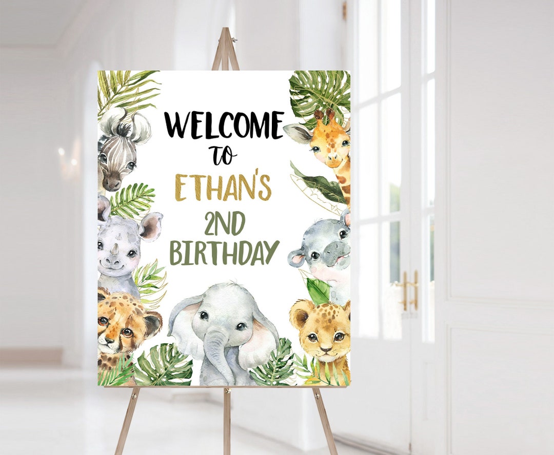 Safari Welcome Sign, Instant Download, Jungle Birthday Welcome, Safari ...