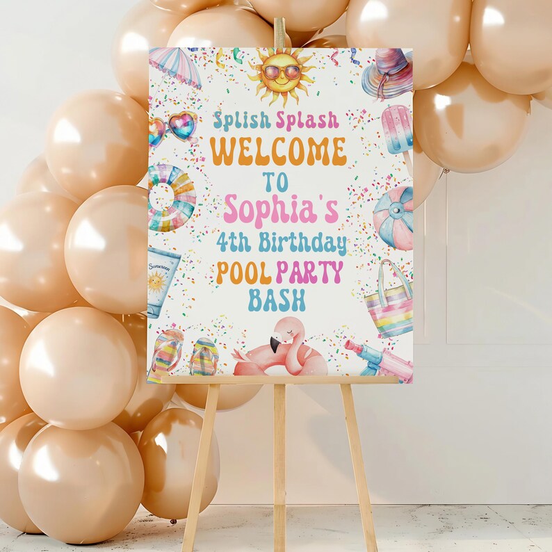 Editable Pool Party Welcome Sign, Splish Splash Party Printable, Pool ...