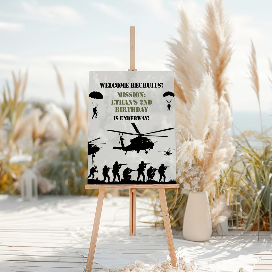 Editable Military Welcome Sign, Army Birthday Sign, Soldier Party Decor ...