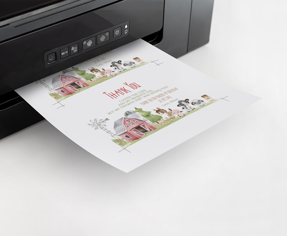 Editable Farm Thank You Card Farm Birthday Thank You Note - Etsy