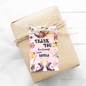 EDITABLE Halloweenthank You Tags, Witch Custom Birthday Favor Tags Girl ...