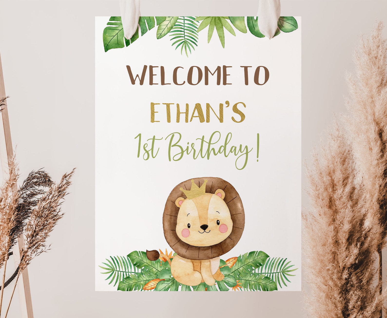 Lion Welcome Sign, Instant Download, Safari Birthday Welcome, Jungle ...