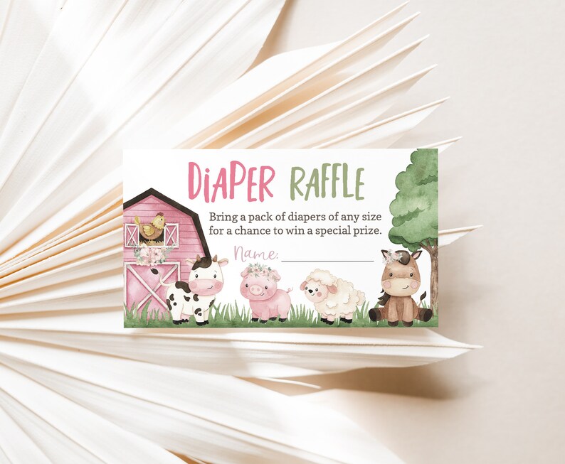 Farm Diaper Raffle Sign Card Floral Farm Baby Shower - Etsy