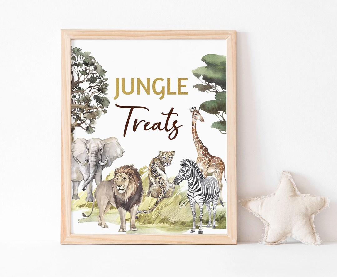 Jungle Treats Sign, Safari Table Signs, Safari Birthday Decorations ...