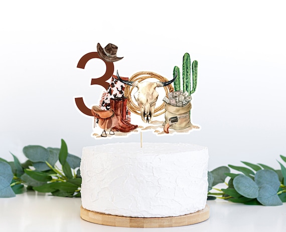 Cowboy cake topper 3rd birthday, Rodeo Centerpiece, Wild west party ...