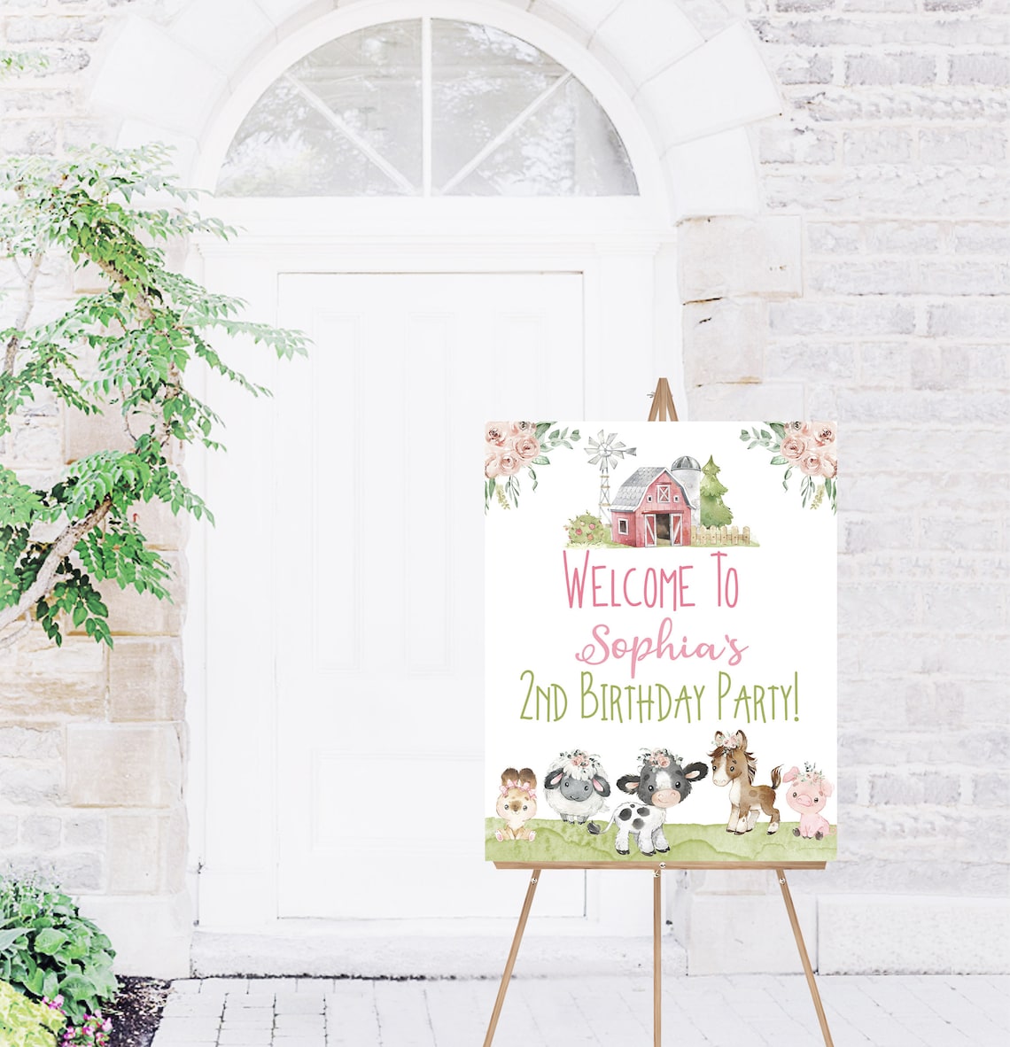 Girl Farm Welcome Sign Instant Download Floral Farm Birthday | Etsy