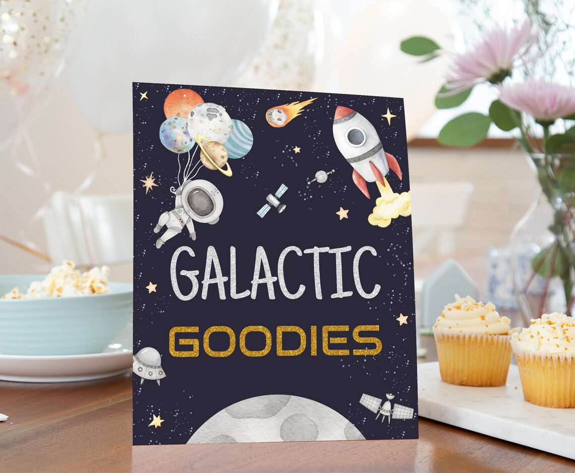 Galactic Goodies sign Space Party Sign Outer Space Birthday | Etsy