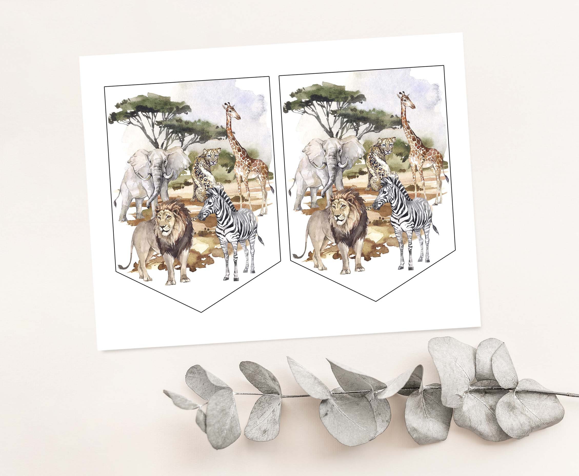 Editable Safari Animals Banner, Custom Safari Birthday Banner, Jungle ...
