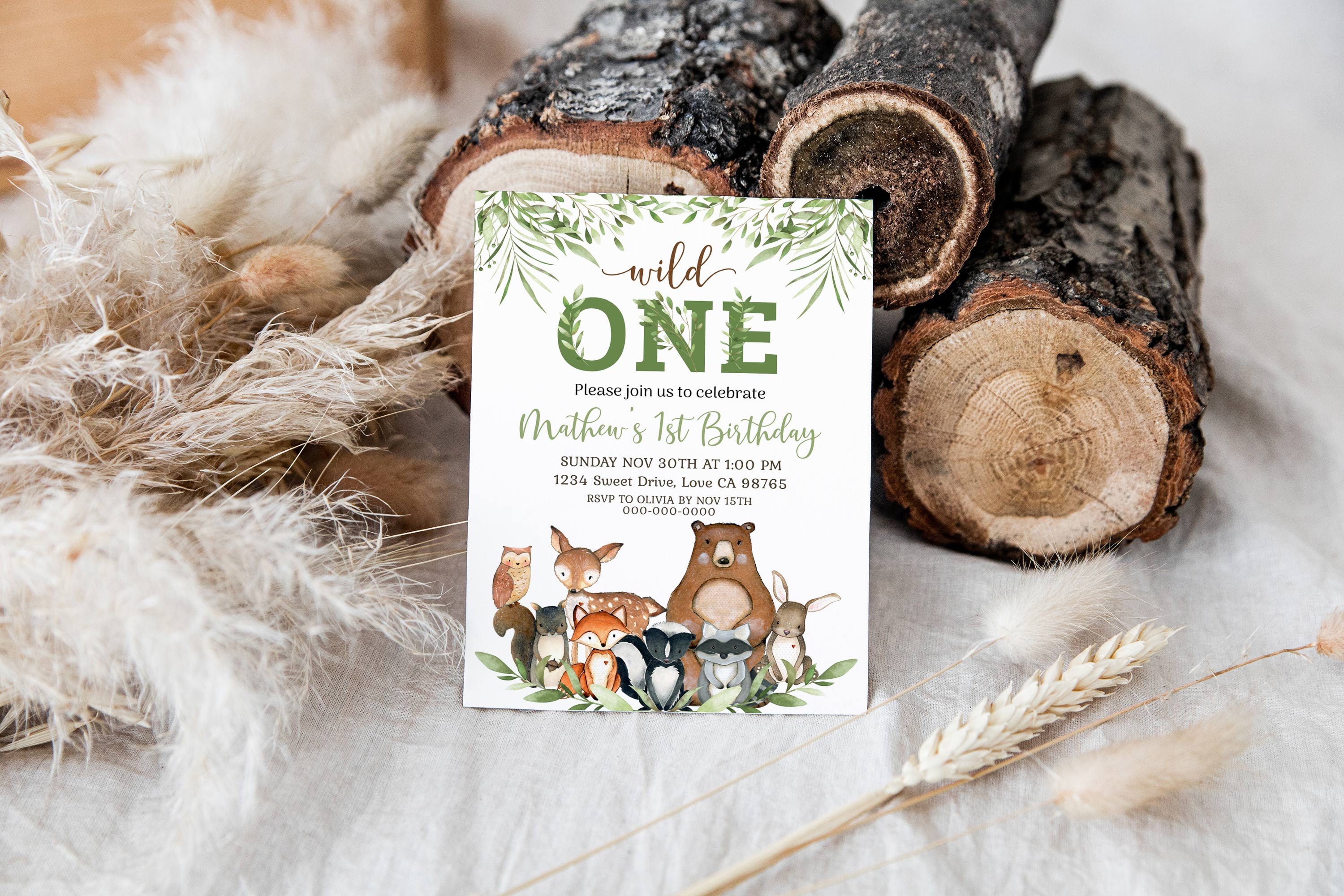 Woodland Birthday Invitation Wild One Birthday Boy - Etsy