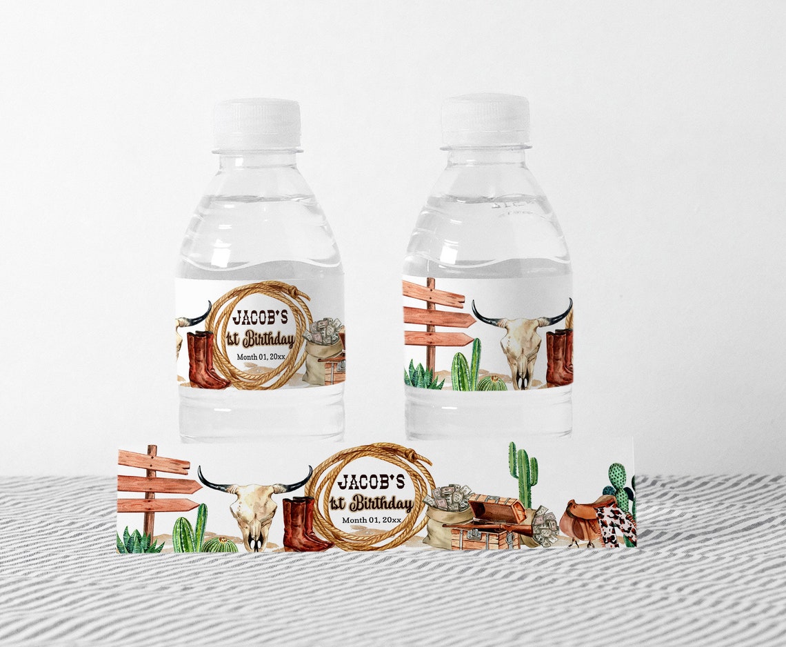 EDITABLE Rodeo Water Bottle Labels Cowboy Party Printable - Etsy