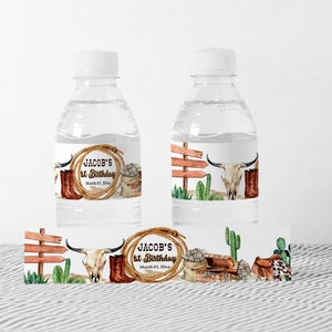 EDITABLE Rodeo Water Bottle Labels, Cowboy Party Printable, Wild West ...