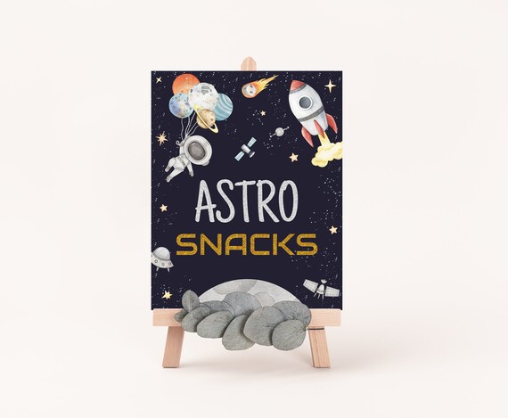 Astro Snacks sign, Galaxy party decor, Snacks table sign, Outer Space ...