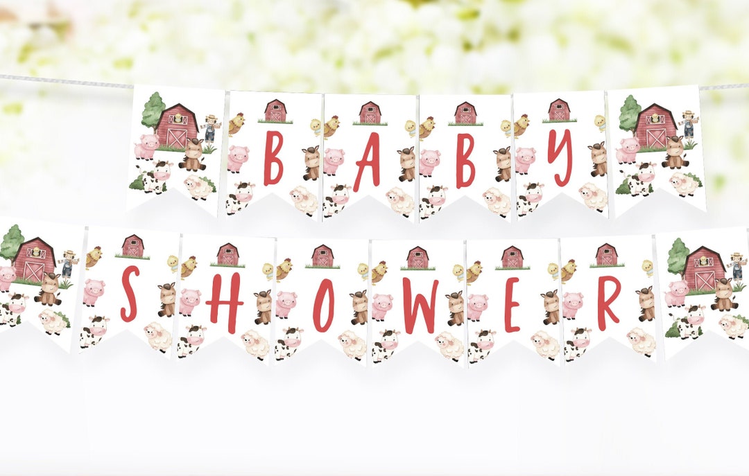 Farm Baby Shower Banner, Farm Animals Baby Shower Boy, Baby Boy Shower ...