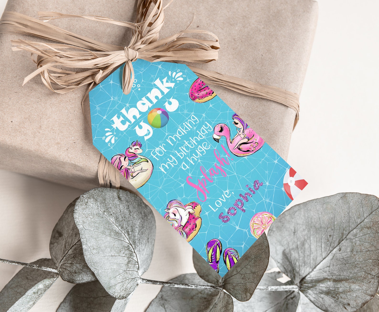 Pool Party favor Tags Summer Birthday Decorations Splish | Etsy