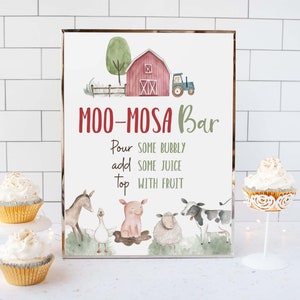 Moomosa Bar Sign, Farm Party Decor, Drinks Table Sign, Farm Birthday ...