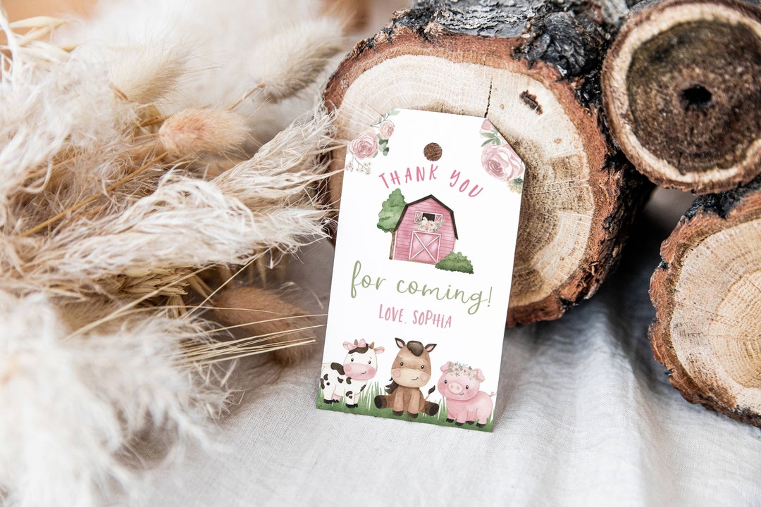 Girl Farm Favor Tag, Farm Thank You Tags, Floral Farm Birthday ...