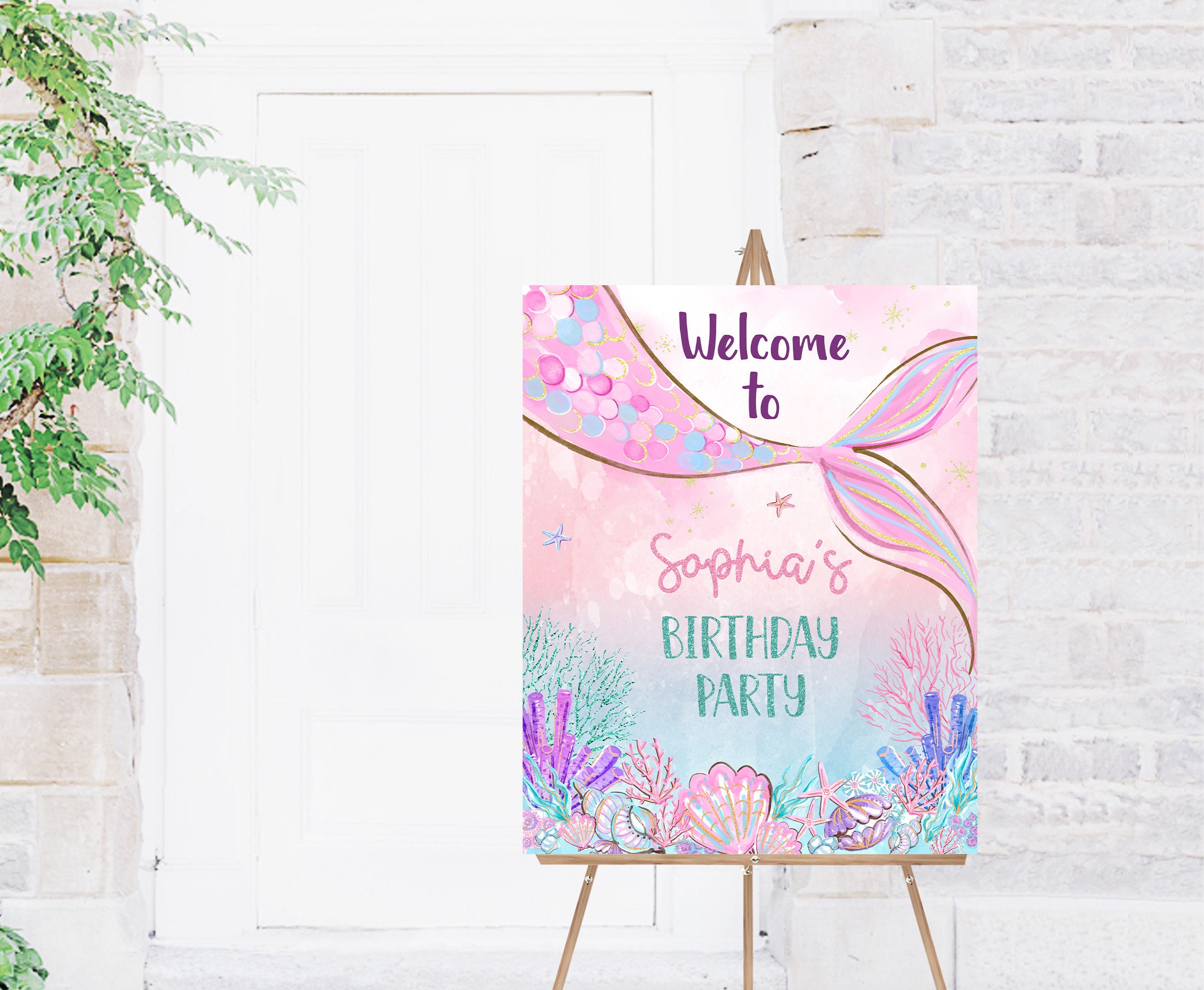 Mermaid Welcome Sign, Instant Download, Mermaid Birthday Decorations ...