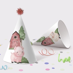 Farm Party Hats, Farm Animals Birthday Decorations, Printable Boy ...