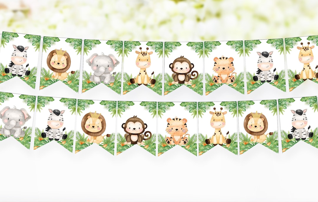 Safari Animals Banner, Jungle Animals Baby Shower or Birthday ...