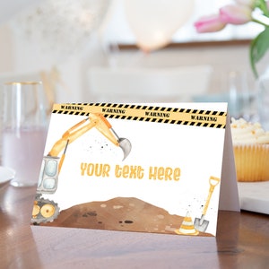 Construction Place Cards, Construction Birthday Decorations ...