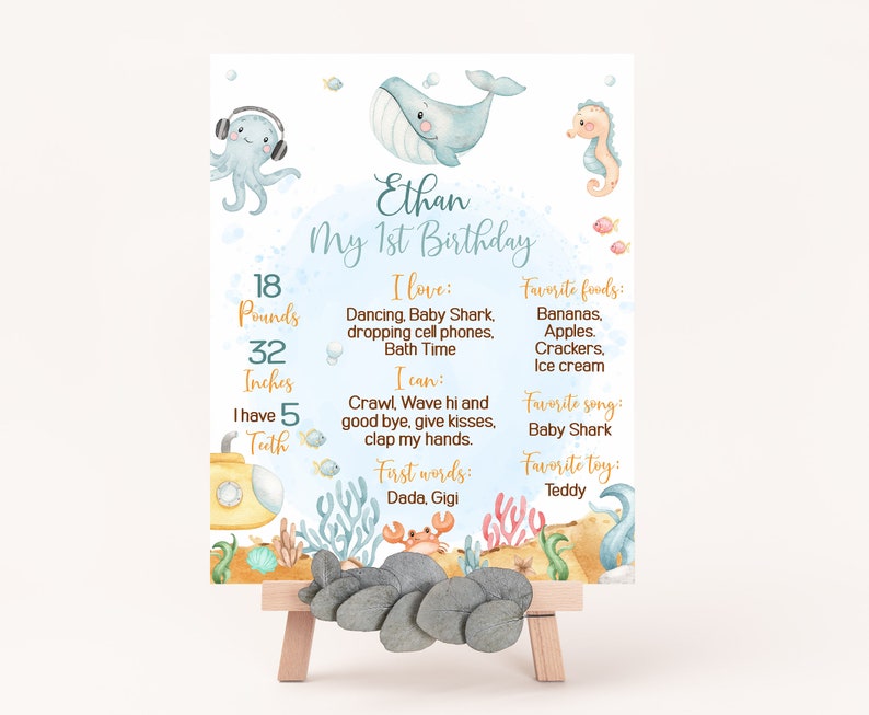 Under the Sea Milestone Poster 1 Year Milestone Board Ocean - Etsy