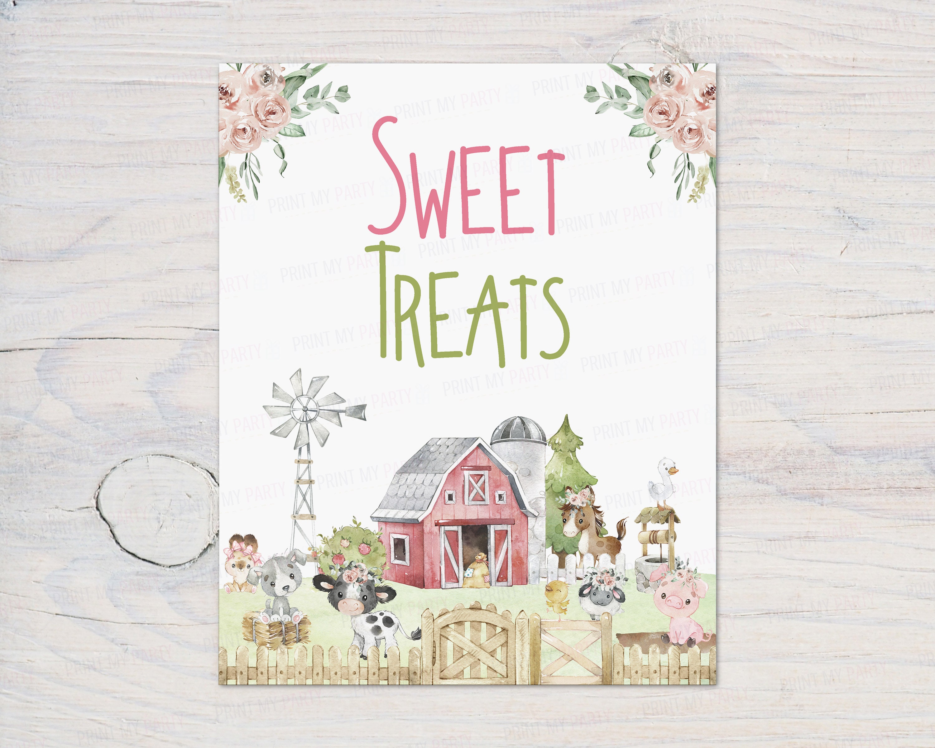 Sweet Treats Sign Pink Farm Food Table Signs Floral Farm - Etsy