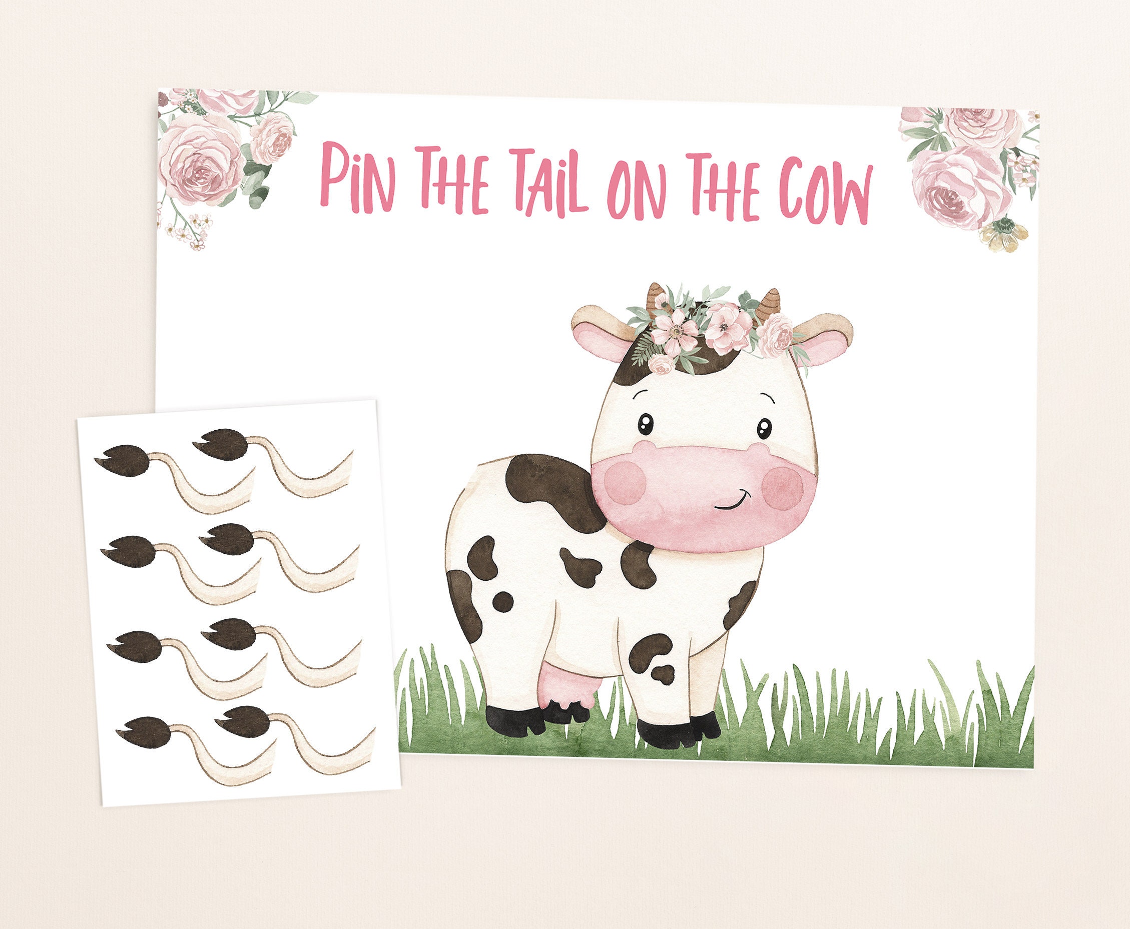 Pin the Tail on the Cow Instant Download Girl Farm Birthday - Etsy