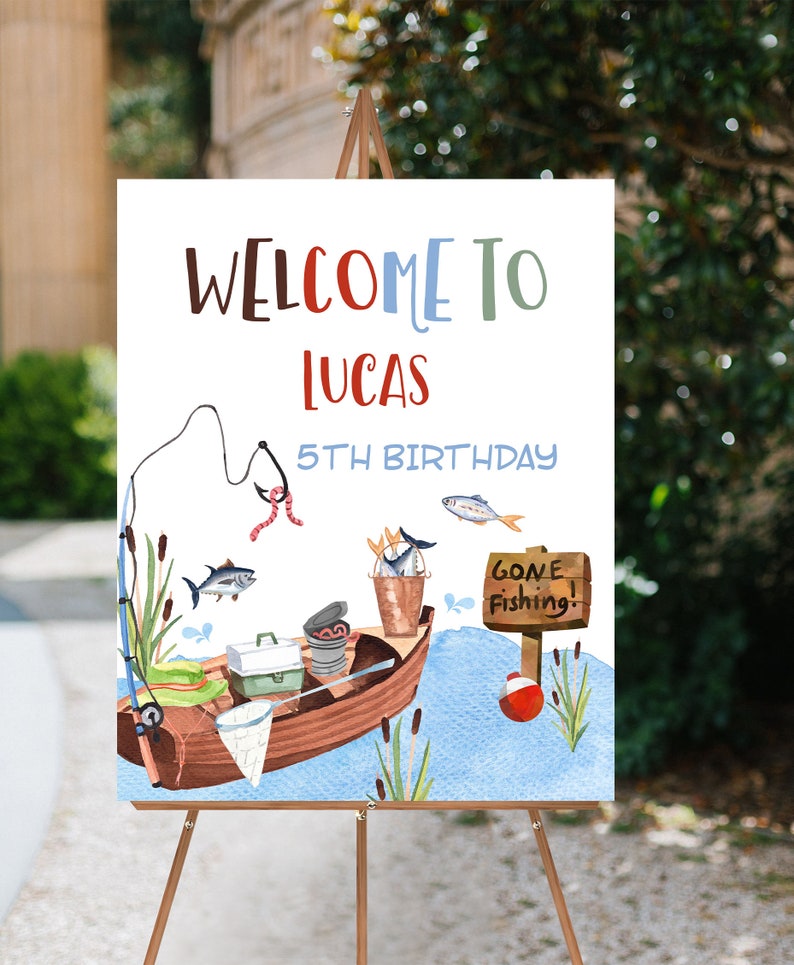 Fishing Welcome Sign, Instant Download, Fishing Birthday Decorations ...
