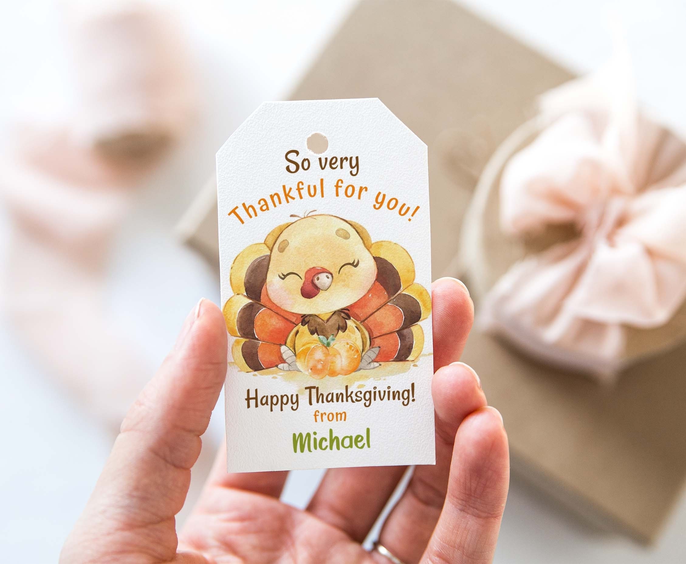 So Very Thankful for You Gift Tag, Happy Thanksgiving Tags, Turkey ...
