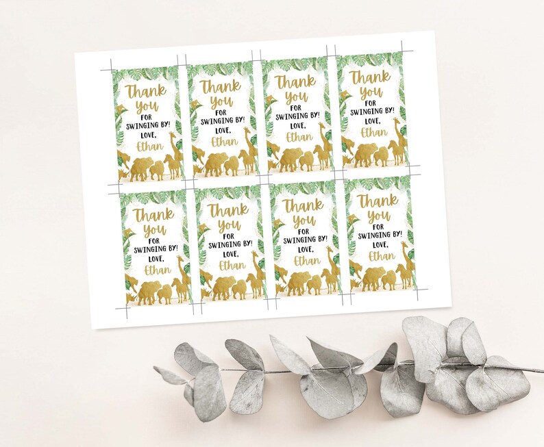 Editable Safari Party Printable, Safari Favor Tags, Jungle Birthday ...
