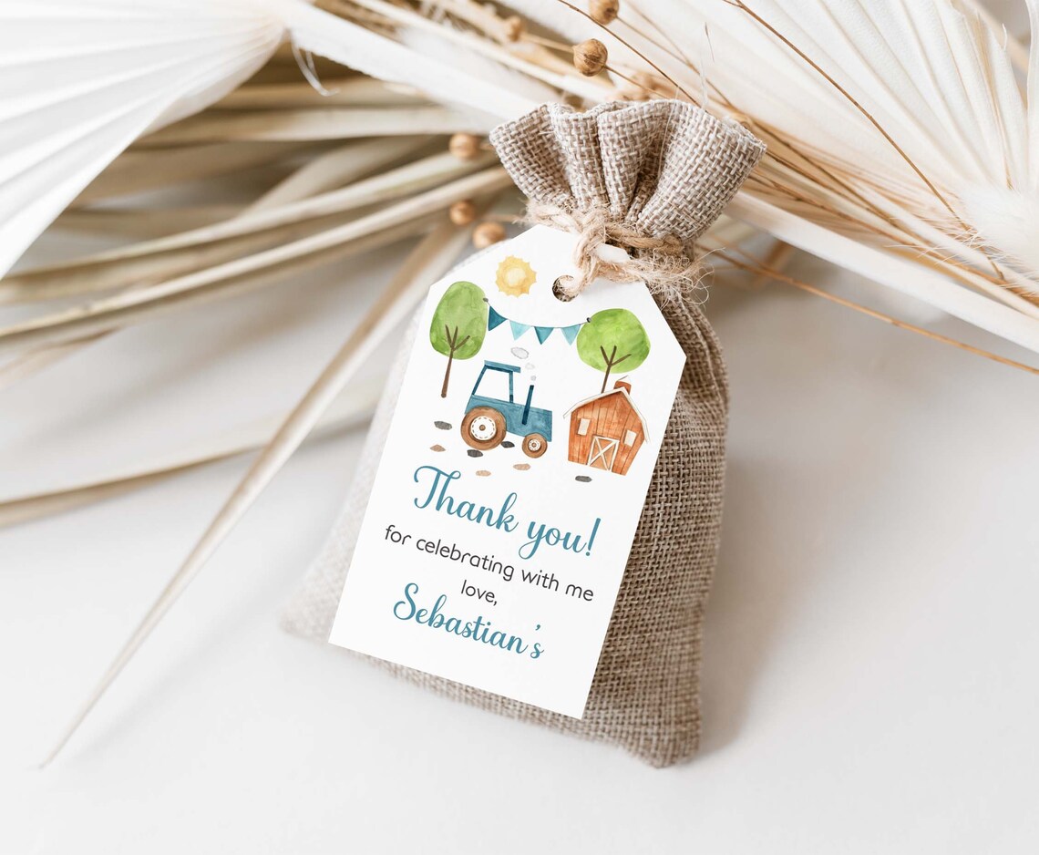 Tractor Thank You Tags Farm Thank You Tags Barnyard Baby - Etsy