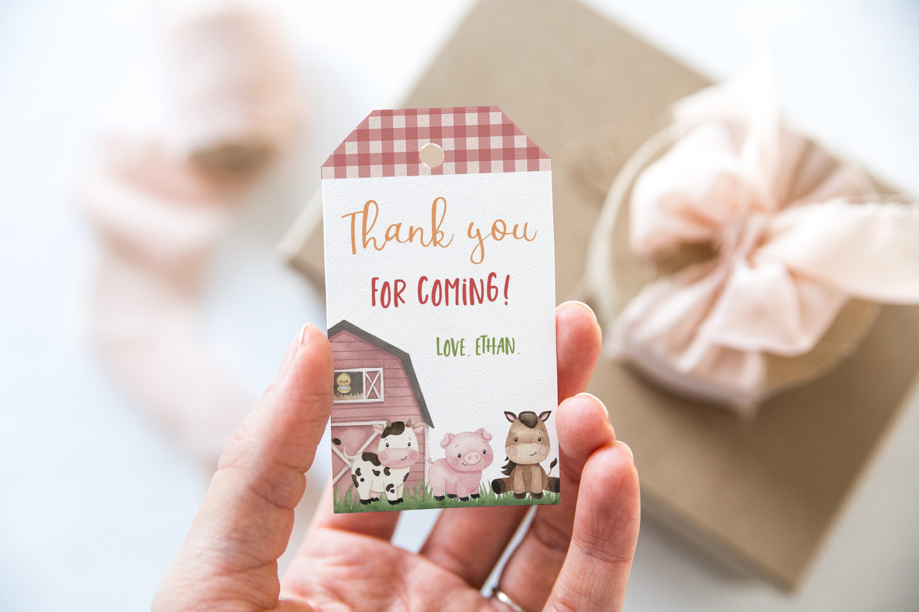 Farm Thank You Tags, Editable Farm Animals Birthday Favor Tags Boy ...
