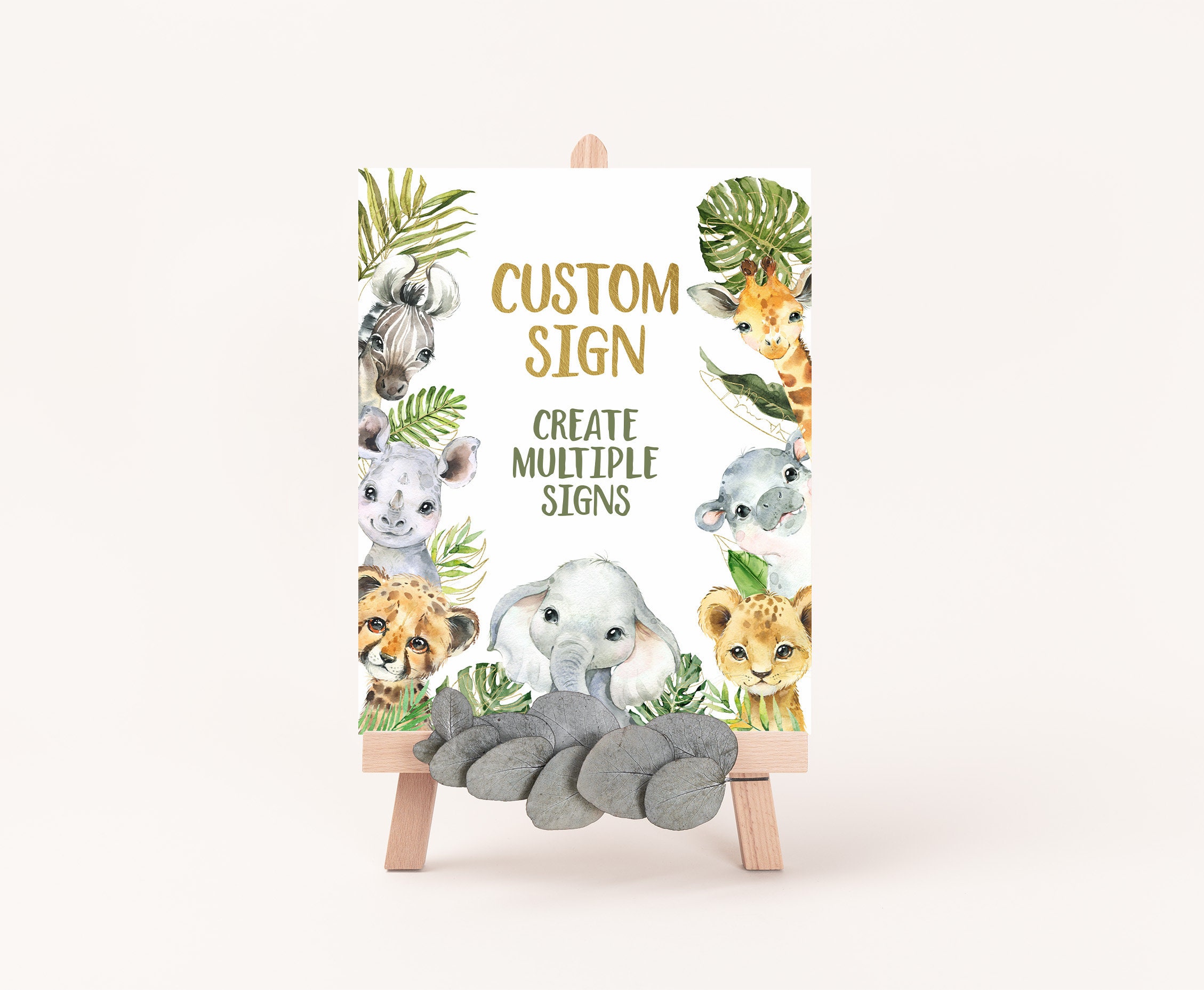 Editable Safari Table Sign, Jungle Custom Sign, Safari Animals Table ...