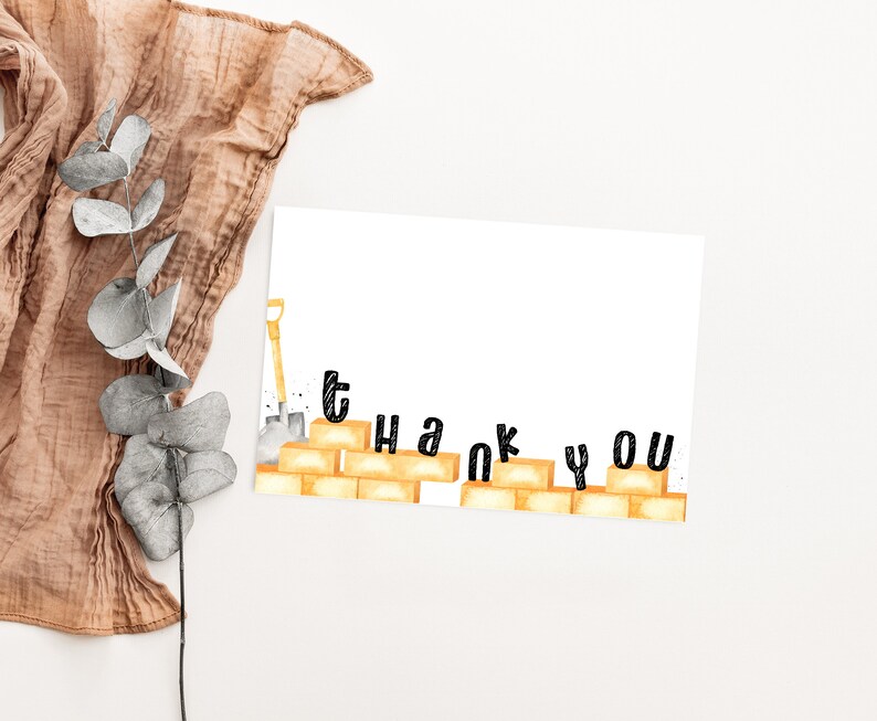 Construction Thank You Cards Digital Download Flat 4x6 Card - Etsy