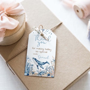 Whale Thank You Tags, Under the Sea Thank You Tags, Editable Ocean ...