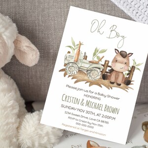 Horse Baby Shower Invitation, Oh Boy Shower Invite, Editable Baby ...