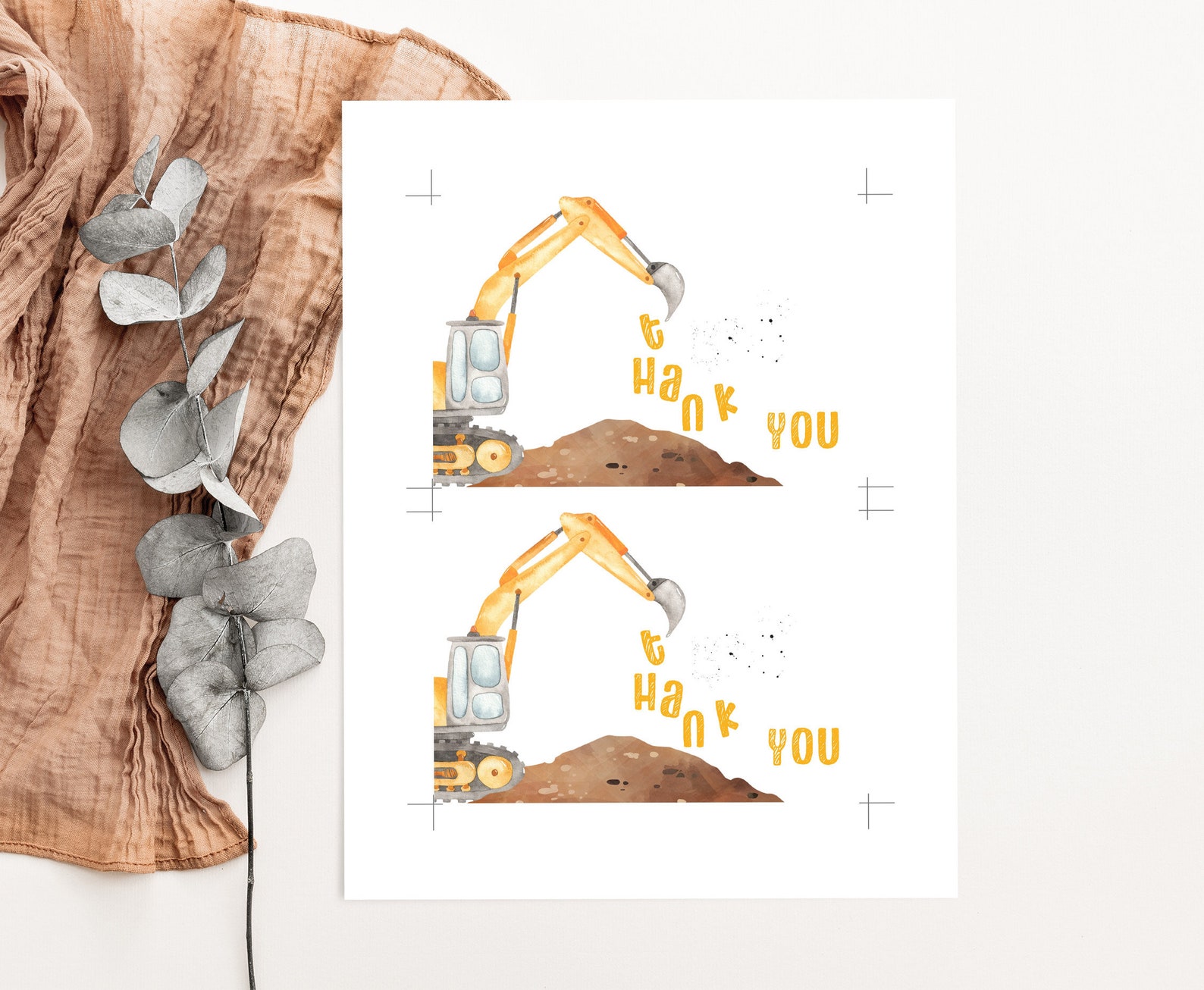 Construction Thank You Cards Digital Download Flat 4x6 Card | Etsy