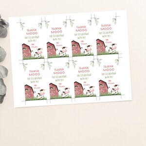 Cow Thank You Tags, Editable Farm Favor Tags, Cow Birthday Decorations ...