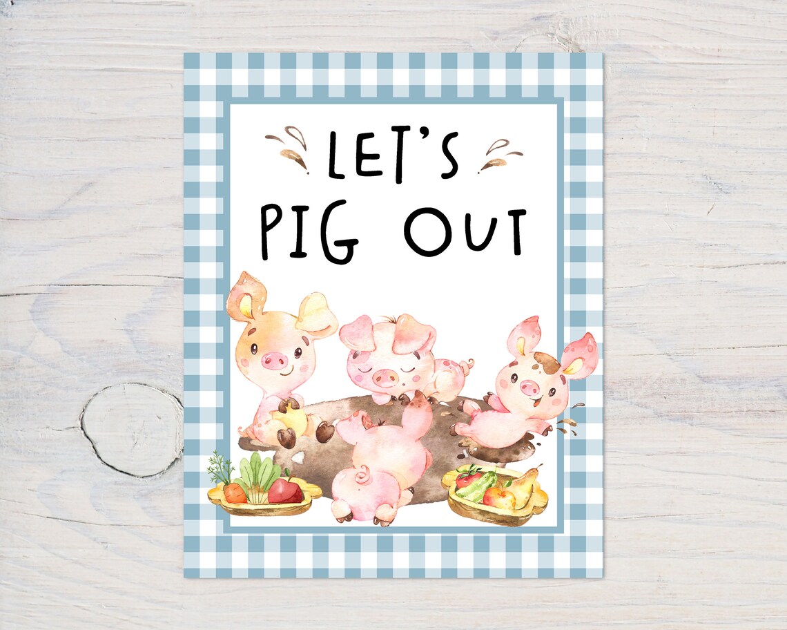 Farm Let's Pig Out Sign Farm Party Sign Printables Baby - Etsy