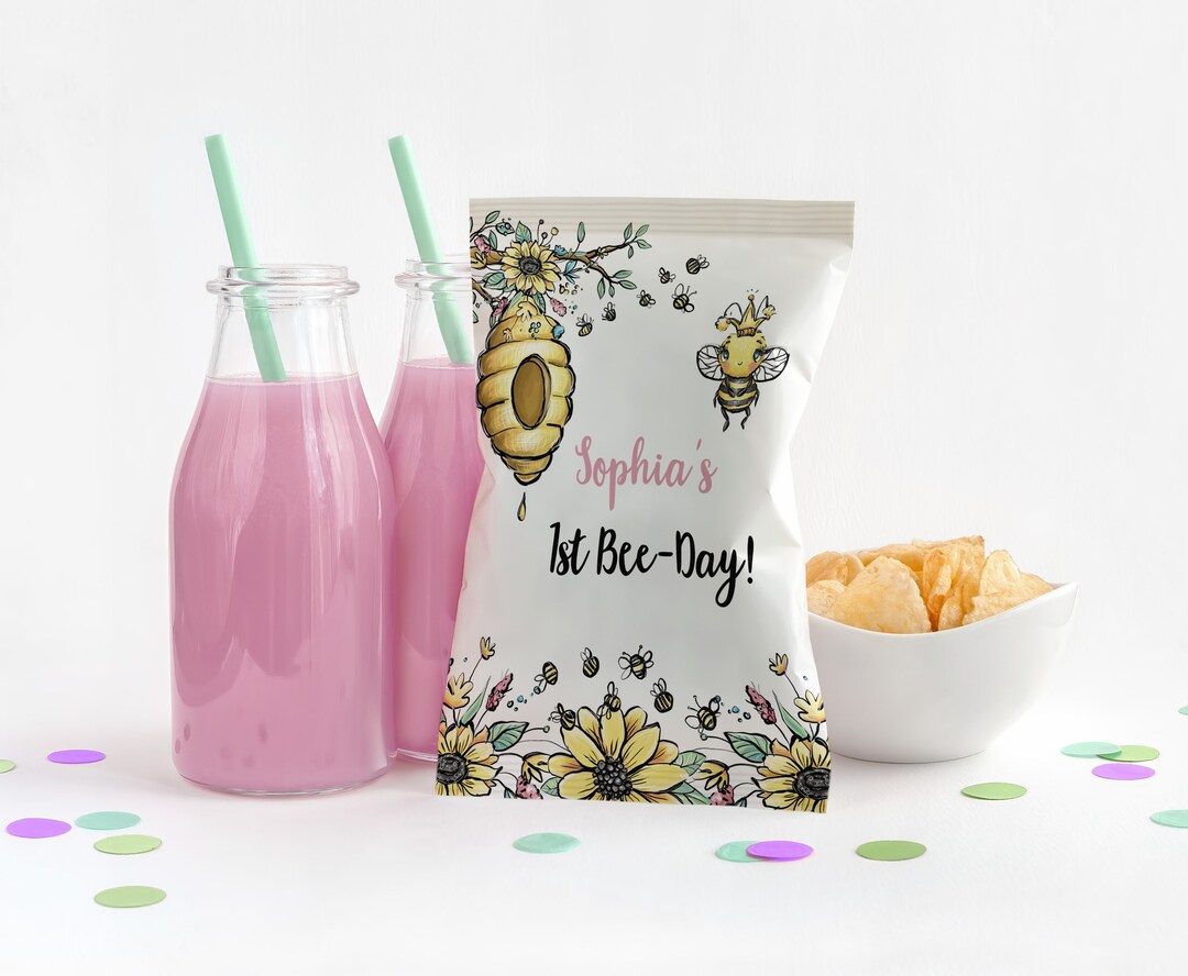 EDITABLE Bee Chip Bag Wrapper, Bumble Bee Birthday Decorations, Bee ...
