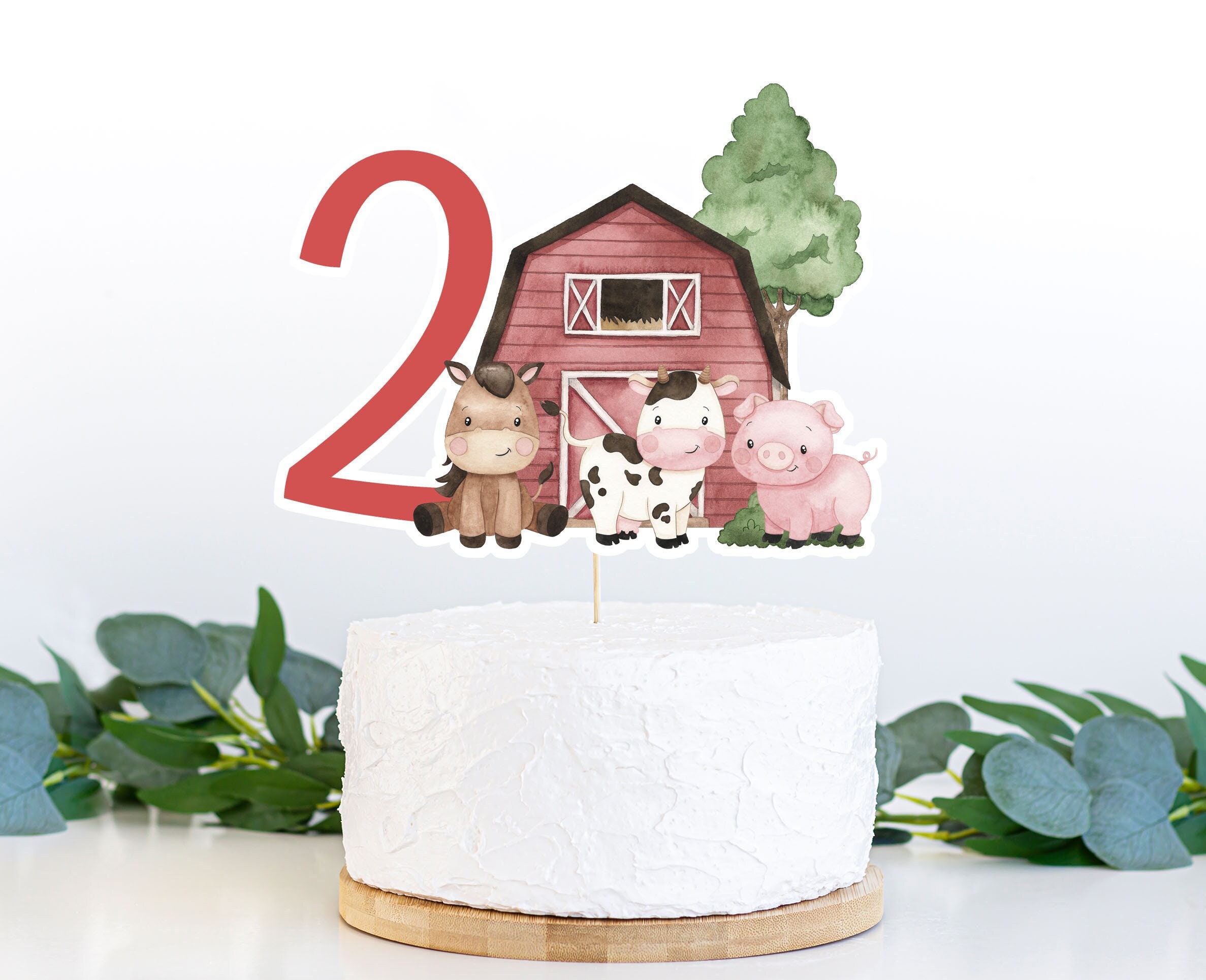 Farm 2nd Birthday Cake Topper Farm Centerpiece Farm Animals - Etsy