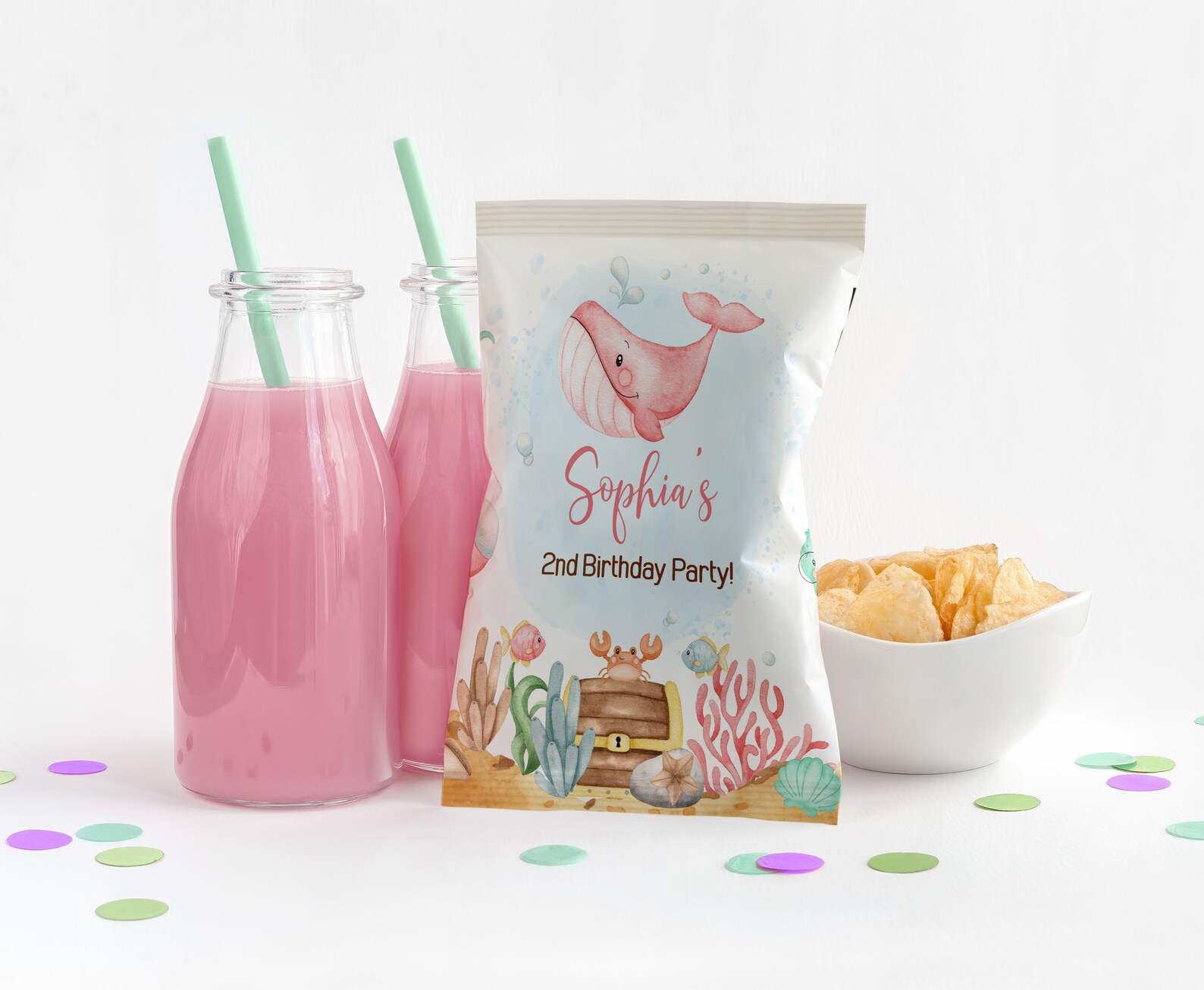 EDITABLE Ocean Chip Bag Wrapper, Under the Sea Birthday Decorations ...