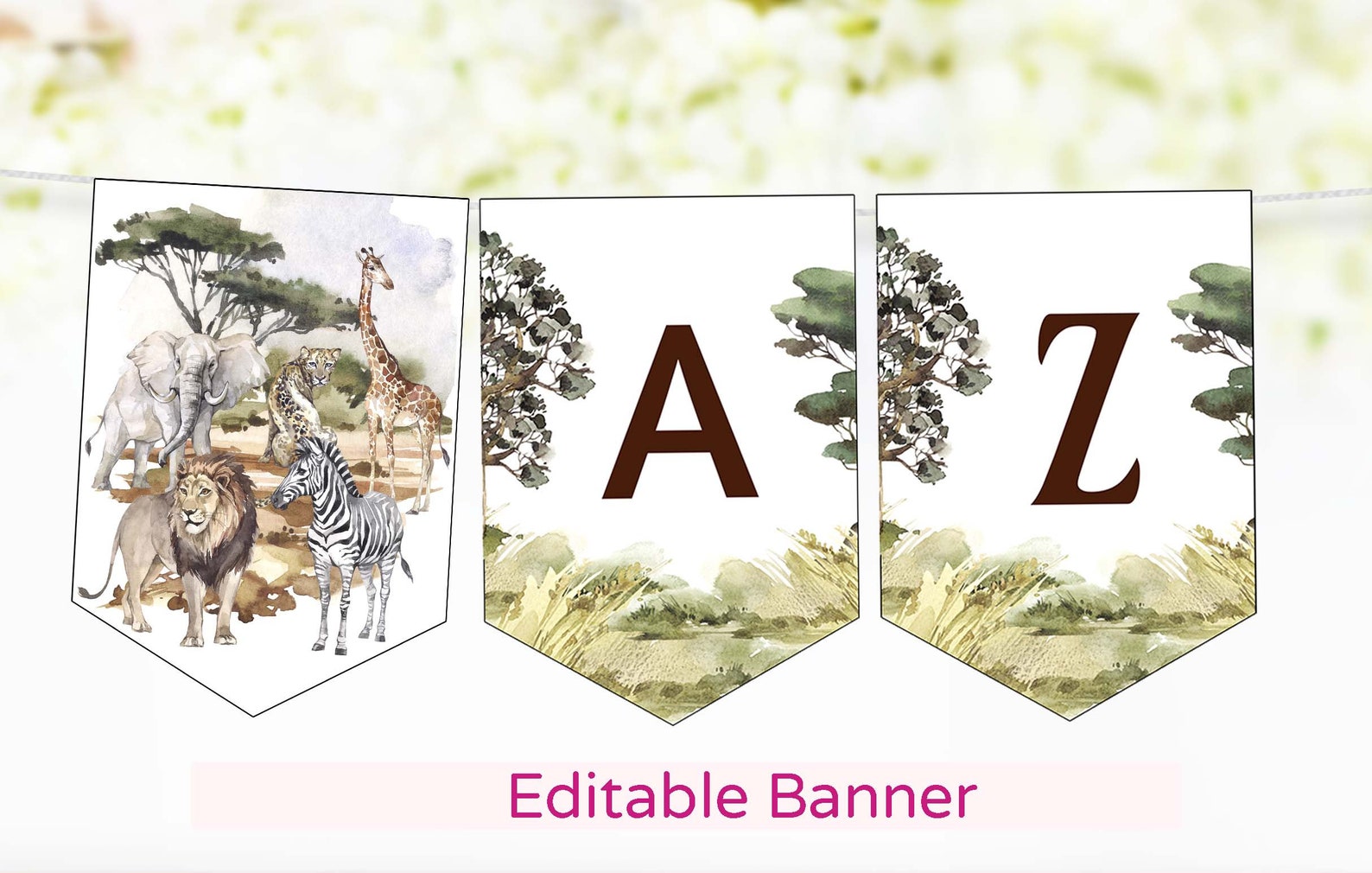 Editable Safari Animals Banner Custom Safari Birthday Banner - Etsy