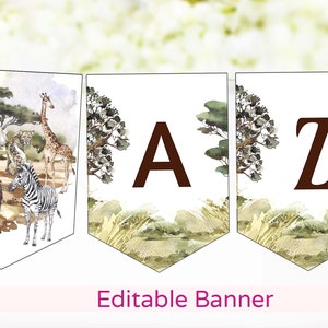 Editable Safari Animals Banner, Custom Safari Birthday Banner, Jungle ...
