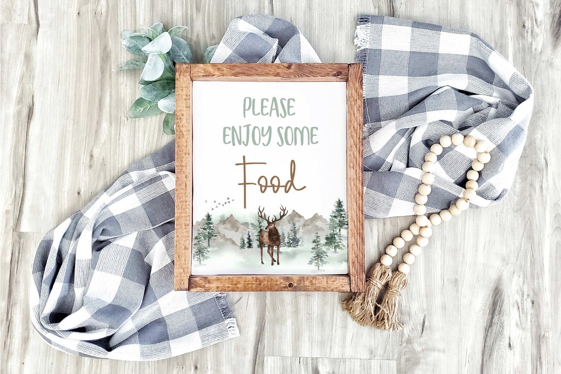 Please Enjoy Some Food Sign, Forest Animals Birthday Signs, Deer ...