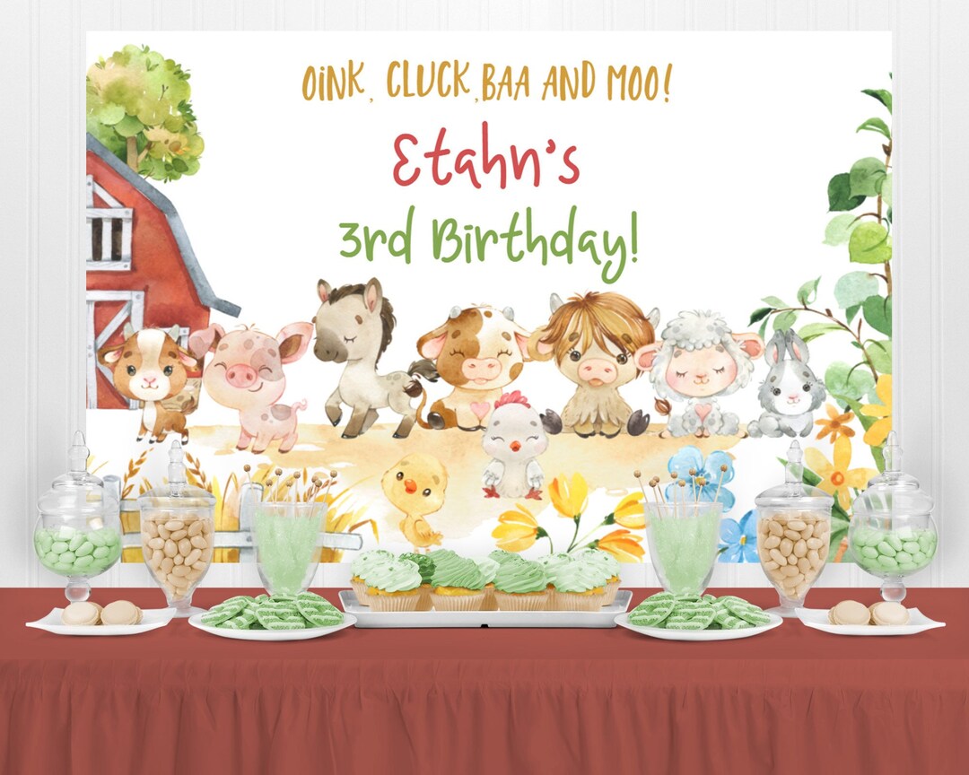 Farm Birthday Backdrop Digital, Instant Download, Farm Birthday ...