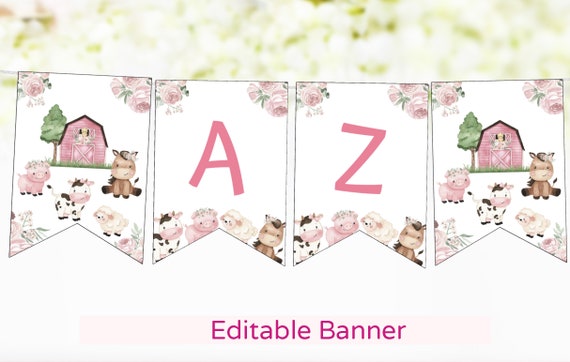 Editable Farm Banner Girl Custom Floral Farm Birthday Banner - Etsy
