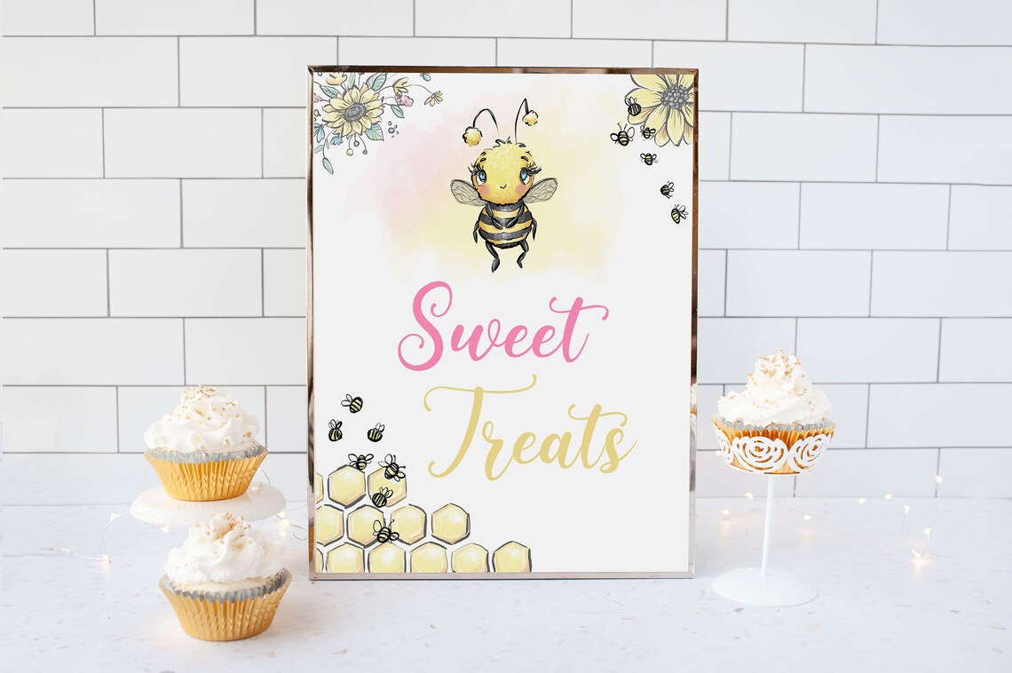 Bee Sweet Treats Sign, Bee Party Decorations, Bumble Bee Birthday Party ...